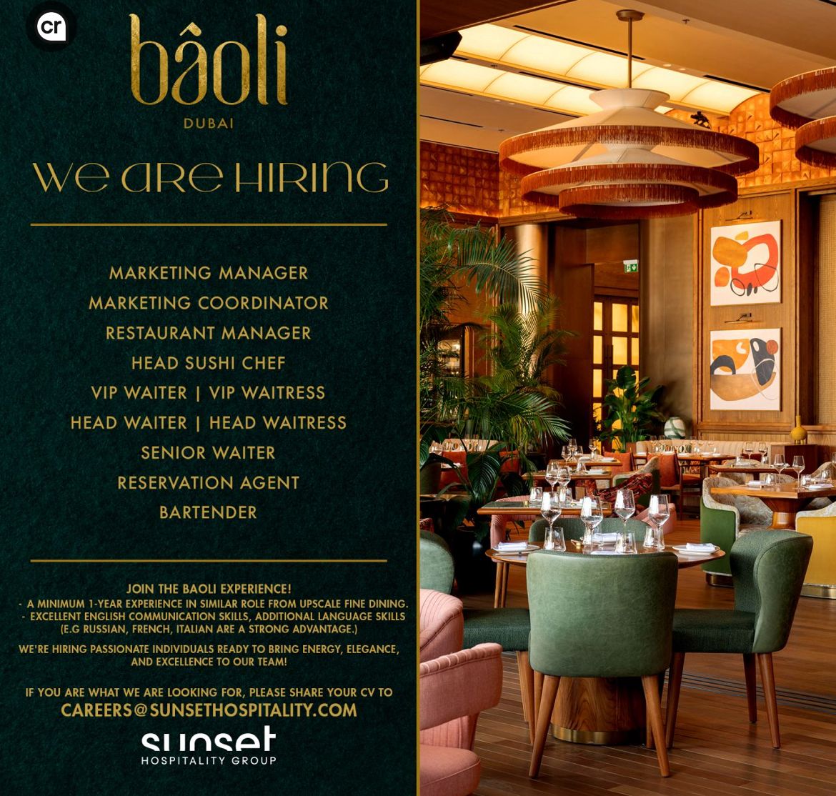 BAOLI Is Hiring in Dubai – Hospitality Jobs Across All Departments ...