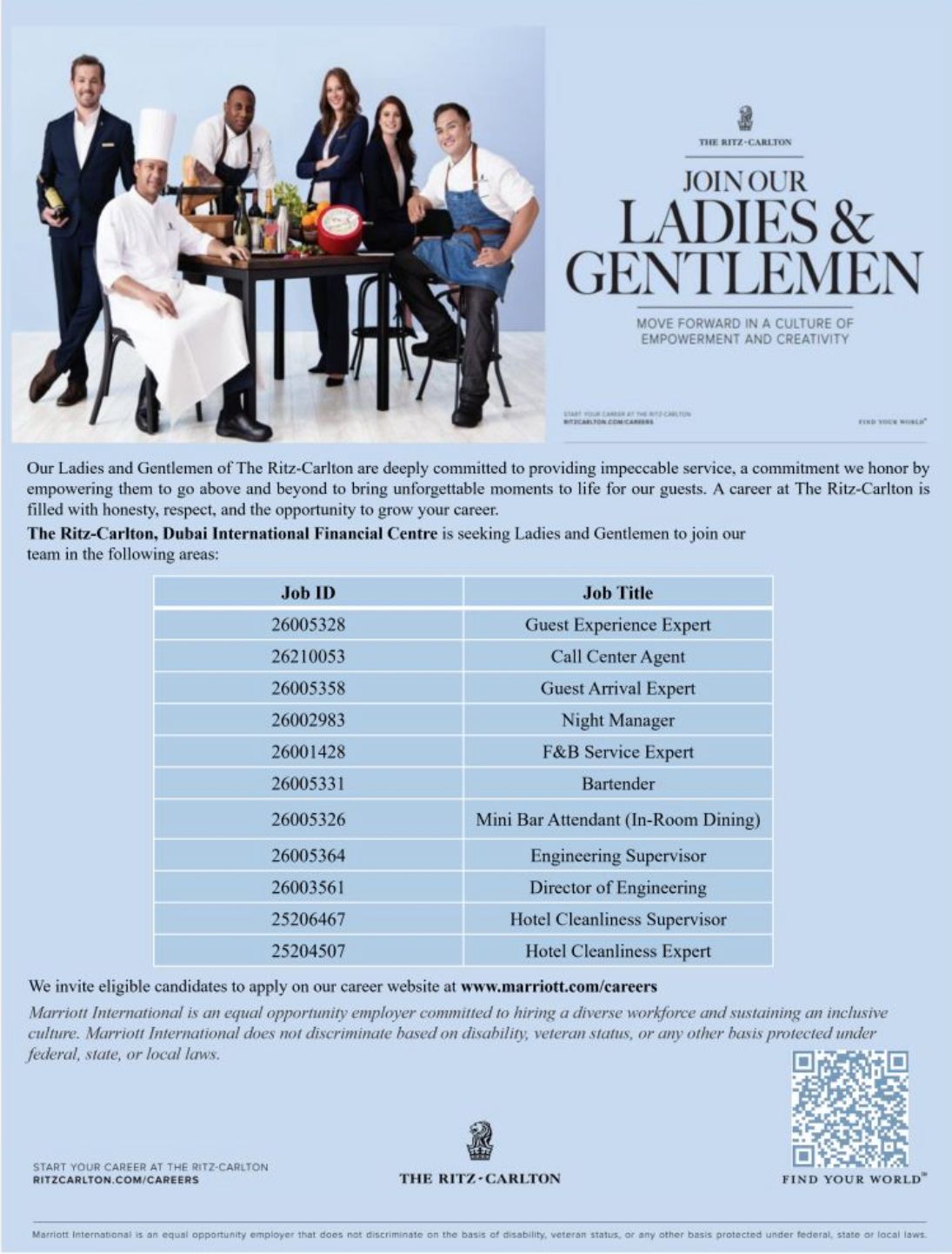 The Ritz-Carlton Hiring Staff in Dubai | Apply Now for UAE Hospitality ...