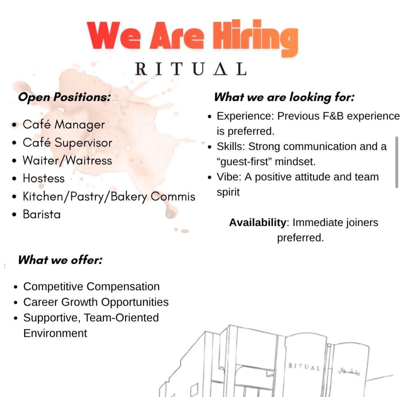 Ritual Cafe and Restaurant is Hiring now - dubaijobsae